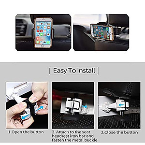 nyatek Headrest Phone Holder, Universal Car Back Seat Headrest Phone Mount Holder Stand Bracket for iPhone X XR 7 6