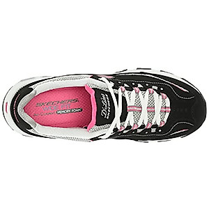 Skechers womens D'lites - Life Saver Memory Foam Lace-up Sneaker,Black/Pink,8 M US