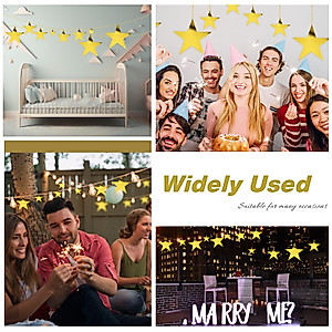 24pcs Gold Cardboard Stars Glitter Star Cutouts Paper Stars Decorations Star Wall Decor Confetti Cutouts for Valentine's Day Movie Night Party Decoration, 4 Sizes and 50m/54.68 yd Nylon Gold Line