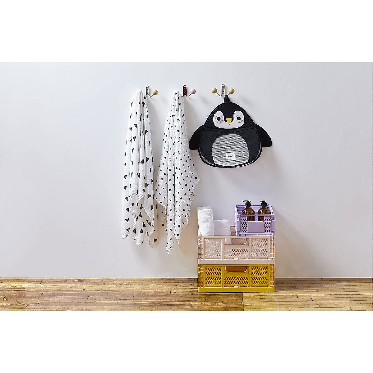 3 Sprouts Recycled Plastic Collapsible Crate - Stackable Folding Storage Crate for Organization for Adults & Kids - Foldable Plastic Crate - Large - Yellow