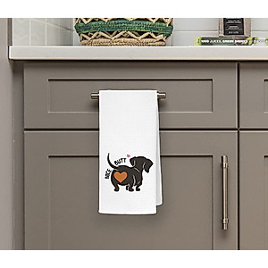 QODUNG Cute Dachshund Silhouette Soft Hand Towel 16x24 Inch,Funny Sausage Dog Decorative Drying Cloth Hand Towels Tea Towels for Kitchen,Dachshund Lovers Gifts