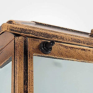 CZLZY European Retro Style Aluminum Square Pillar Lamp Solar LED Post Light Outdoor Waterproof Column Light Glass Lampshade Villa Courtyard Wall Decoration Landscape Light