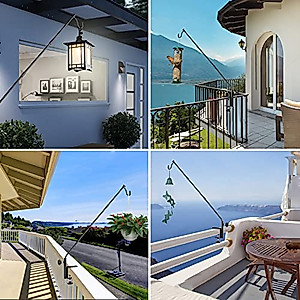 ULIOK 2 Pack Heavy Duty Fence Deck Hook 31 Inch for Bird Feeder-Extended-Adjustable-360 Degree Rotary-Solid Rod Plant Bracket Hanging Hooks for Planters, Suet Baskets, Lanterns, Wind Chime,Unassembled