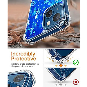 Christmas Case for iPhone 13 Mini,Gifun Hard PC+TPU Bumper Clear Protective Case Compatible with iPhone 13 Mini 5.4" 2021 - Christmas Tree and Snowman