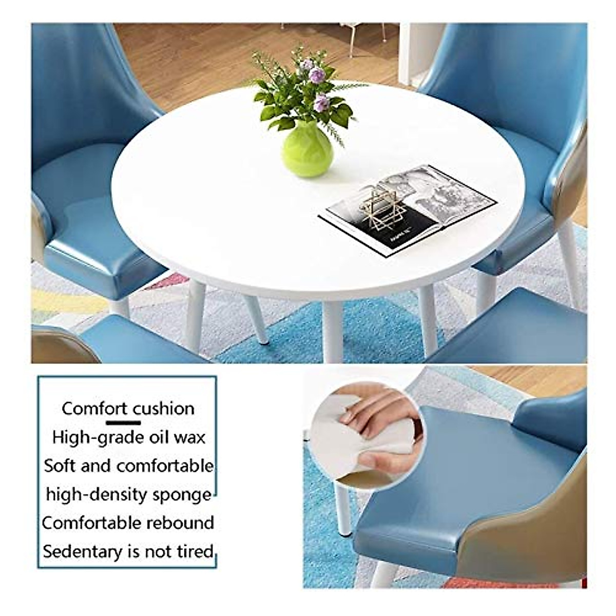 Office Business Hotel Lobby Dining Table Set, Office Negotiation Table and Chair Combination Business Meeting Small Round Table Lounge Home Balcony Living Room Pet Shop (Color : Blue) ( Color : Grey )