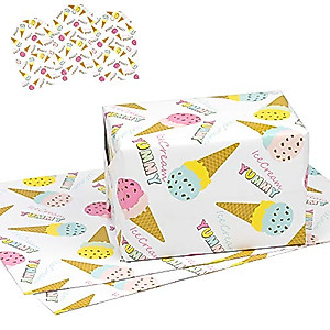 MAYPLUSS Wrapping Paper Sheet Set - Folded Flat - 3 Large Sheets with 3 Gift Tags - Summer Design(22.6 sq.ft.TTL) - 27.5 inch X 39.4 inch Per Sheet