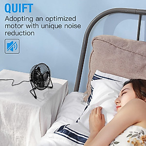 ALPIAZ 5 inch USB Fan, Portable Small Desk Fan, Mini Personal Fan with Two Speed Settings, Super Quiet Table Fan, Metal Design, 360° Up and Down, Perfect for Home Office