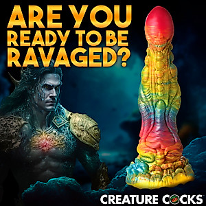 CREATURE COCKS Majestic Merman Silicone Dildo for Men, Women & Couples. Firm and Flexible, Strong Suction Base, Fantasy Dildo, Unique Texture. Premium Phthalate-free & Body-safe Silicone 1 Piece, Rain
