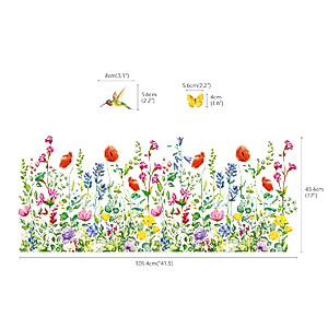DECOWALL SG2-2114 Garden Flower Wall Stickers Birds Plants Floral Decals Removable for Nursery Bedroom Living Room Art Home Mural Decoration Decor