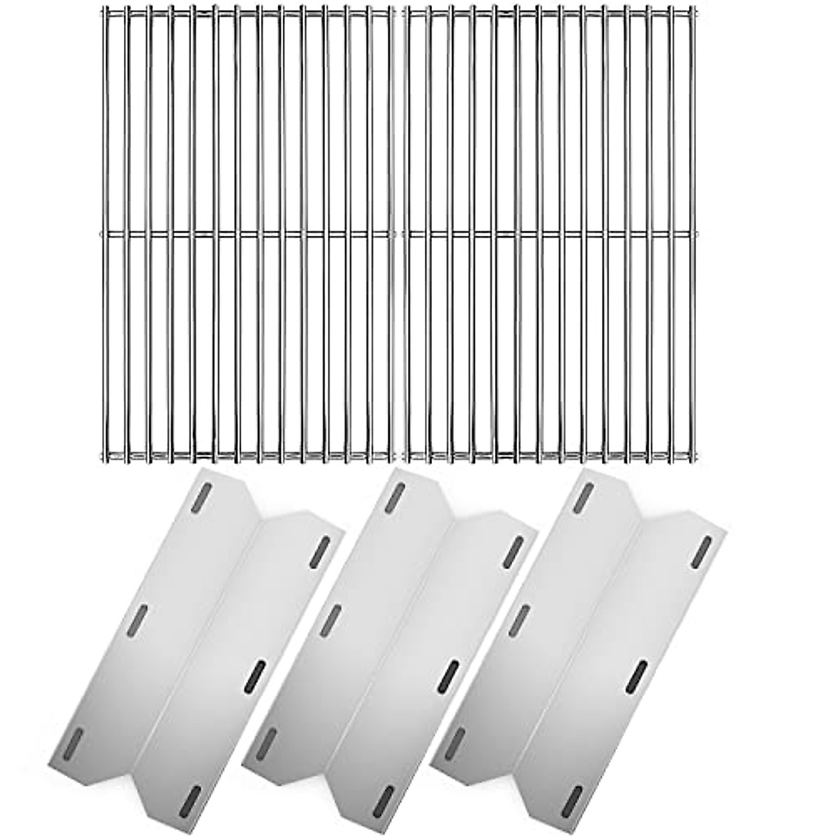 Hongso 19 1/4 inch SUS 304 Grill Grates and 17 3/4 Inch Heat Plates for Jenn-Air 720-0163 Nexgrill 720-0163 Gas Grills