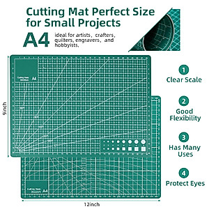 Rotary Cutter Set, Rotary Cutter for Fabric, 40 Pcs Fabric Cutter Wheel Kit, with A4 Self Healing Mat, 1 Craft Knife, Steel Rule, 2 Different Models Exacto Knifefor Sewing, Quilting, Crafts Fabric