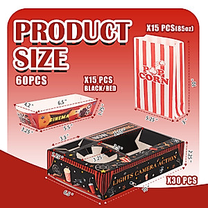 RIKICACA Movie Night Snack Trays with Popcorn Bags and Food Trays, Movie Night Supplies for Movie Theater Family Birthday Party, Outdoor Movie Night Boxes Accessories Kit for Kids