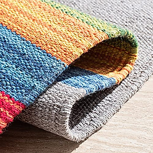 SAFAVIEH Montauk Collection 5' x 8' Blue/Red MTK555M Handmade Boho Cotton Living Room Dining Bedroom Area Rug