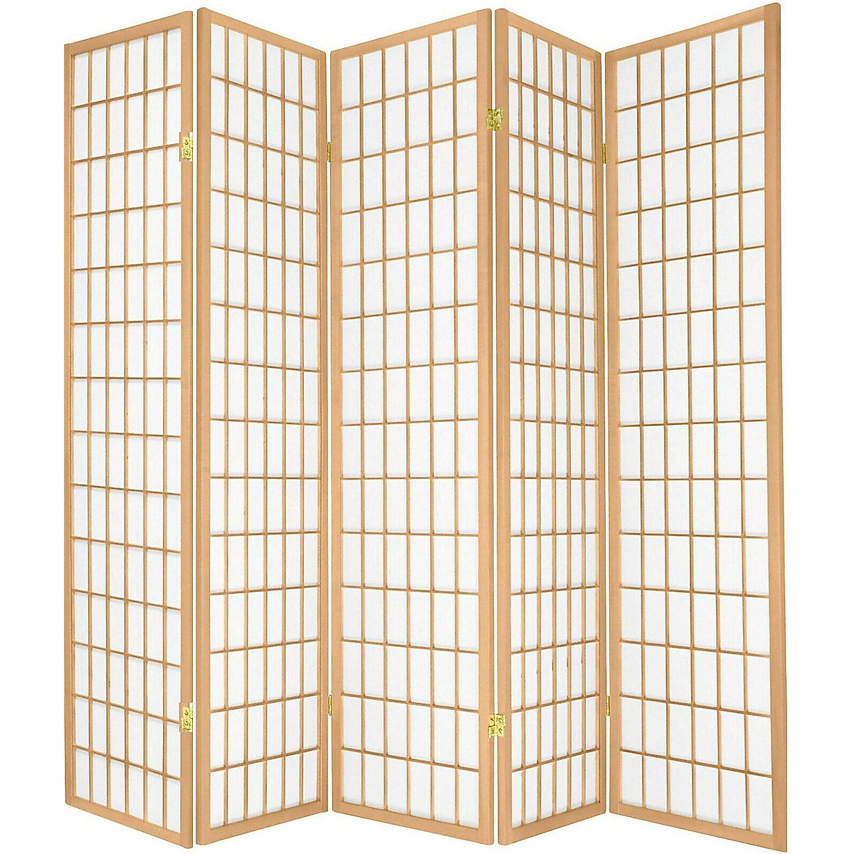 Legacy Decor 5 Panels Room Divider Privacy Screen Partition Shoji Style 71" Tall x 87.5" Wide Natural Finish