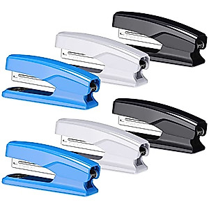 Desktop Stapler School College Office Supplies Portable Durable Staplers for Desk Accessories Heavy Duty Stapler with 25 Sheet Capacity for Home Classroom Office Teacher (Black, Blue, Gray, 6 Pcs)