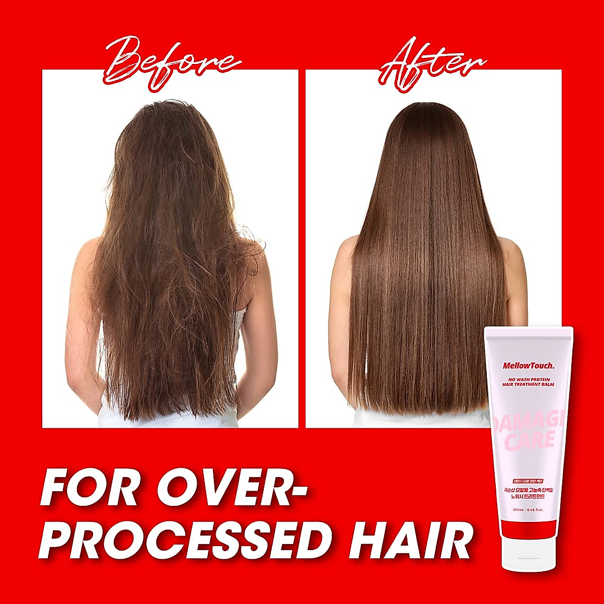 MELLOWTOUCH No Wash Protein Hair Treatment Balm, Hair Mask 250ml - No Rinse Off Deep Conditioner Repair Hair mask for Dry Damaged hair, Protein Mask 8.45 fl oz - K-Beauty, Made In Korea