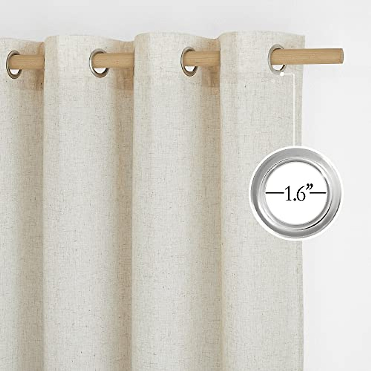 NICETOWN Natural Linen Curtains 84 inch Long 2 Panels Set, Grommet Top Thick Linen Burlap Semi Sheer Vertical Drapes Privacy Assured with Light Filtering for Bedroom/Living Room, W55 x L84