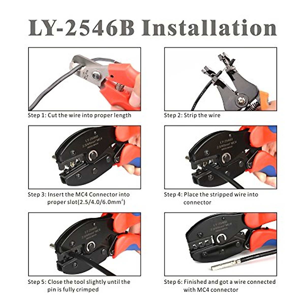 iCrimp Solar PV Cable Crimping Tool for IWS4 Solar Connectors, AWG14-10,2.5/4/6mm2, Solar Crimper