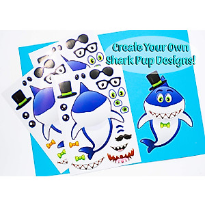 Edgewood Toys 24 Make A Shark Stickers For Kids - Great For Birthday Party Favors, Decorations, & Prizes - Let Your Kids Get Creative & Design Their Favorite Shark Stickers – Fun Kids Craft Activity