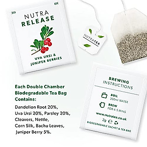 NUTRARELEASE - Kidney Tea | Bloated Stomach Tea – Includes Uva Ursi, Dandelion & Nettle - Assist With Water Retention & Digestion - 20 Enveloped Tea Bags - by Nutra Tea - Herbal Tea