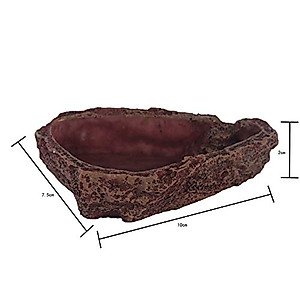 balacoo Reptile Water Bowl Resin Food Water Feeding Basin Dish Artificial Tree Trunk Ramp Bowl for Lizard Frog Snake Gecko