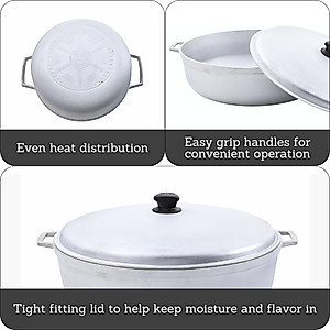 IMUSA USA 17.9Qt JUMBO Traditional Colombian Caldero (Dutch Oven) for Cooking and Serving, Silver, 17.9 Quart