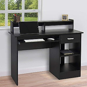 Thaweesuk Shop New Black Writing Table Computer Desk Laptop PC Wood Workstation Study Office Home Work Furniture E1 15mm Chipboard 43.3" x 19.69" x 37.4" (LxWxH