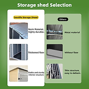 Outdoor Resin Storage Shed with Reinforced Floor, All Weather-Resistant, Plastic Shed for Storing Gardening Tools, Bicycles,Patio Furniture or Lawn Mower, Secure Door Lock (Gray)