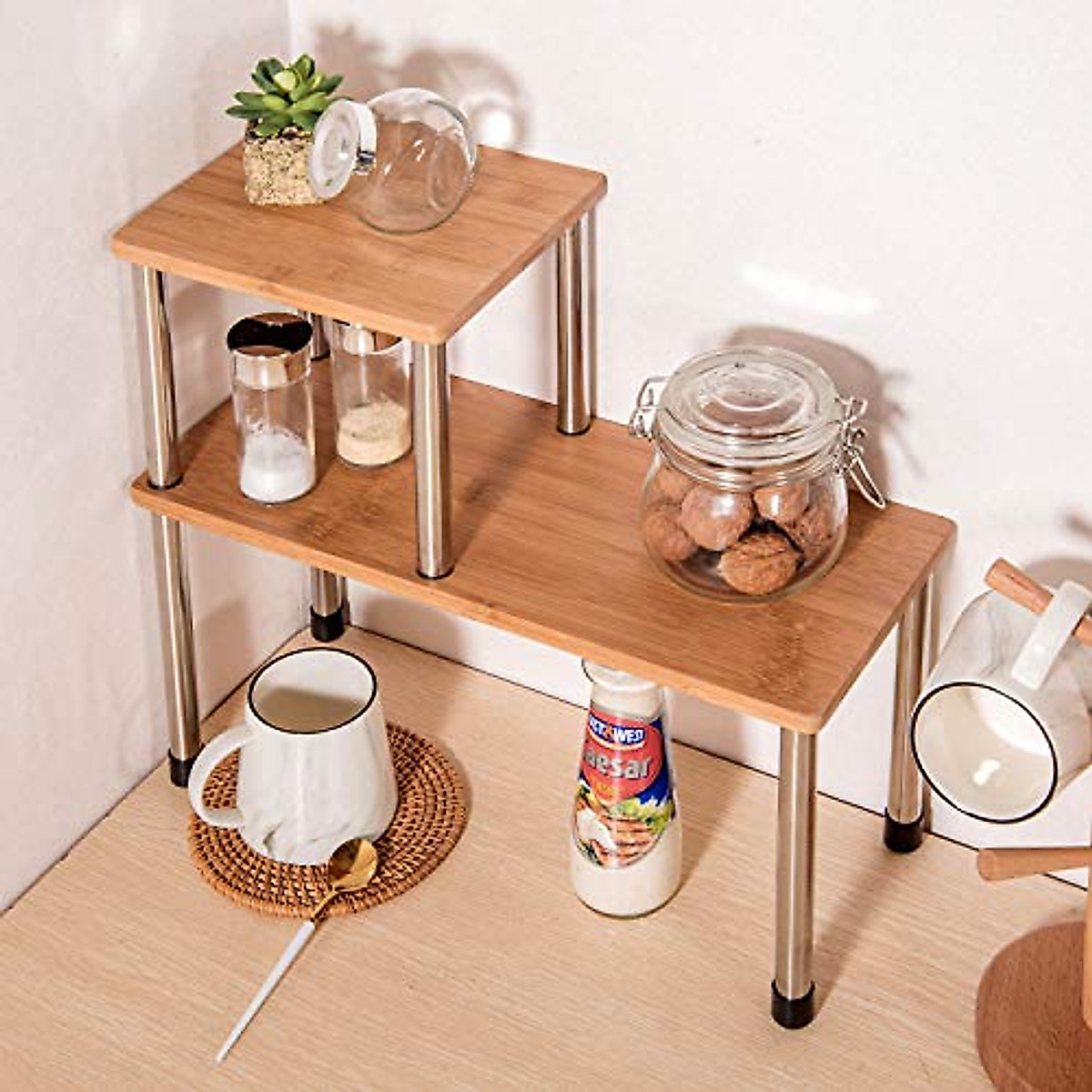 Ollieroo Kitchen Counter Storage Shelf, Bathroom Sink Counter Cabinet Organizer (Rectangle)