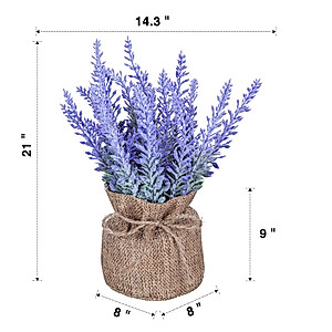 Artificial Mini Potted Flowers Plant Lavender for Home Decor Party Wedding Garden Office Patio Decoration (Linen 2set)