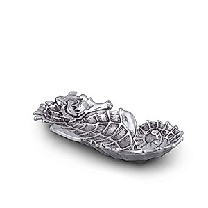 Arthur Court Aluminum Sea Horse Vanity Tray, Desktop Storage Organizer, Catchall, Valet Tray, Nightstand or Dresser or Nut Dish Food Safe Hand Polished 8 inch x 4.5 inch