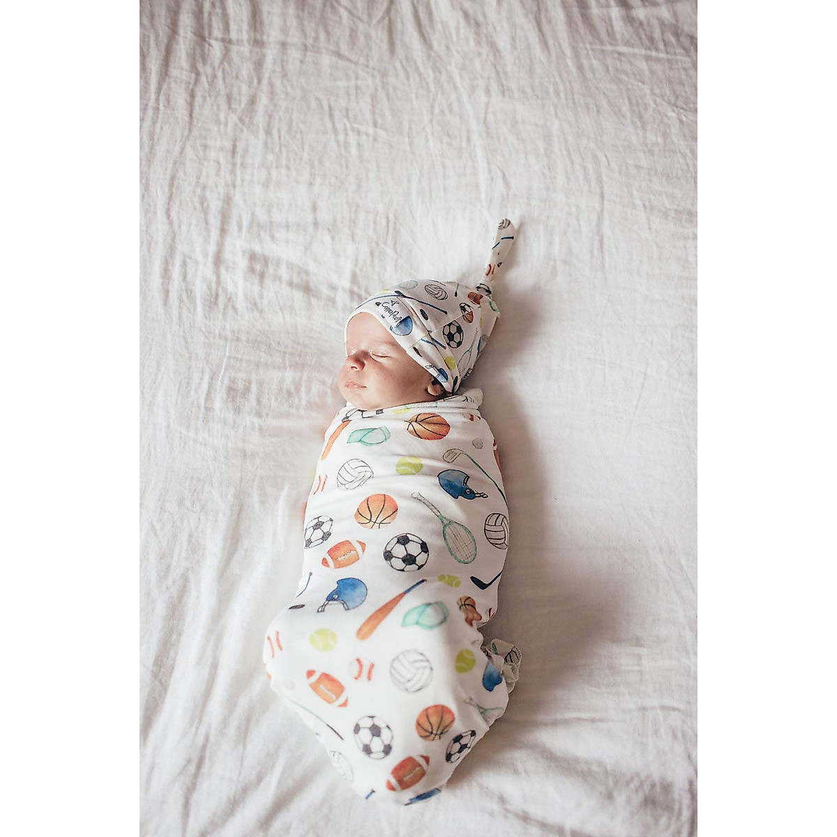 Large Premium Knit Baby Swaddle Receiving Blanket "Varsity" by Copper Pearl