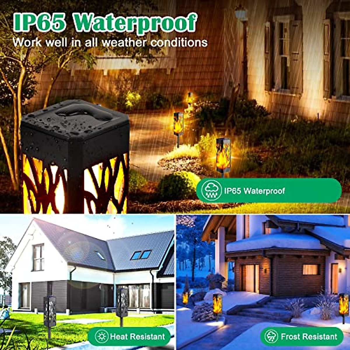 TomCare Solar Lights Outdoor Flickering Flames Solar Pathway Lights Solar Powered Decorative Solar Garden Lights Waterproof Solar Torch Lights Outdoor Landscape Lighting for Yard Patio Walkway, 8 Pack