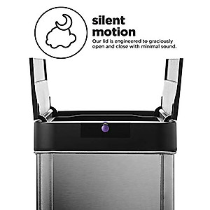 Home Zone Living 18 Gallon Sensor Kitchen Trash Can, Stainless Steel and Slim Shape Design, Automatic Butterfly Opening Lid, 68 Liter