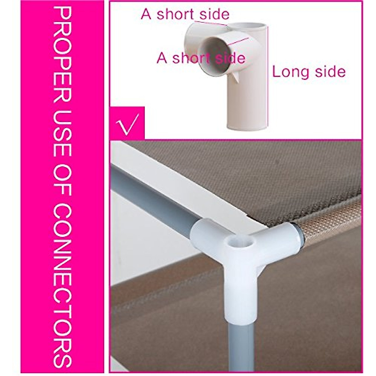 TXT&BAZ 27-Pairs Tool Free Easy Assembled Shoe Rack with Nonwoven Fabric Cover (10-Tiers Black)