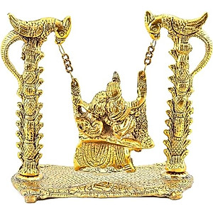 LCRAFT Metal Radha Krishna Swing Jhula Decorative Showpiece, (Metal Radha Krishna JULLA)