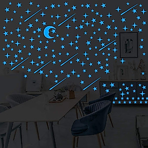 Glow in The Dark Stars Stickers for Ceiling and Wall, 216 Pcs Glowing Stars for Ceiling,Star Wall Decals for Kids Baby Room Birthday Gift