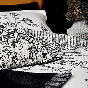 Ted Baker Bedding Full Queen Duvet Cover Set Cotton 3-Piece Breathable All Season Flowers Button Closure Soft Sateen 92 x 96 Inches Elegance Floral, Full/Queen, Ivory