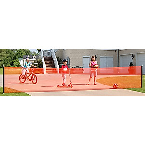 KidKusion Non-Retractable Driveway Safety Net, Orange, 20' | Outdoor Barrier; Playtime Safety; Yard Safety