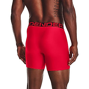 Under Armour mens Tech 6-inch Boxerjock 2-Pack , Red (600)/Black , Large