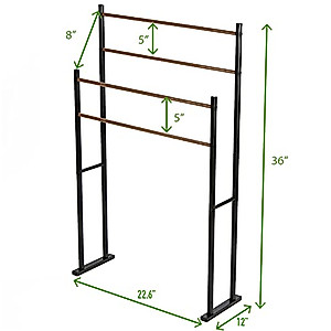 Mind Reader Alloy Collection, 2-Tier Towel Rack with 4 Bars, Drying Stand, Metal, Black