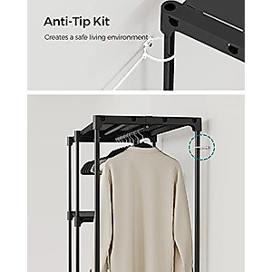SONGMICS Portable Closet, Freestanding Closet Organizer, Clothes Rack with Shelves, Hanging Rods, Storage Organizer, for Cloakroom, Bedroom, 48.8 x 16.9 x 71.7 Inches, Black URYG026B02