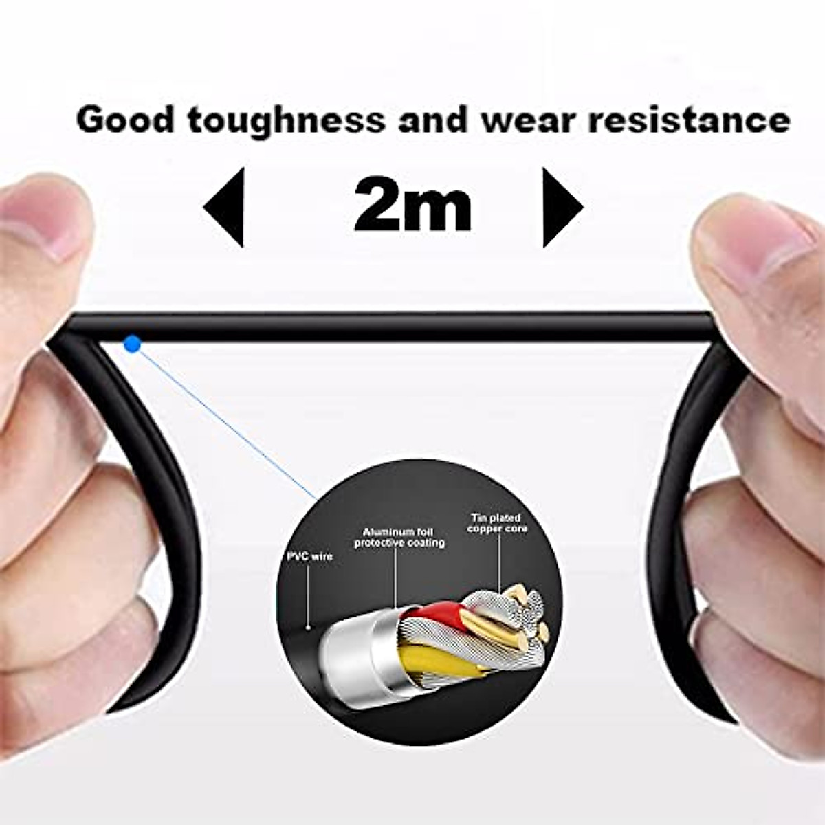 Adhiper PTH660 Charging Cable Replacement Data Sync USB Cable Power Supply Cord Wire Compatible Wacom Intuos Pro PTH-860 PTH860 PTH-660 (200cm/Black)