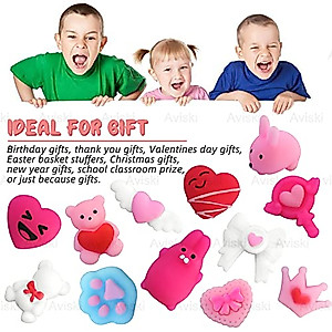 100PCS Valentines Day Mochi Squishy Toys, Mini Kawaii Squishies Soft Fidget Toys Stress Squeeze Toys Party Bags Filler, Small Stocking Stuffers for Classroom Prizes Boys Girls Birthday Exchange Gifts