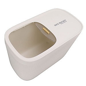 Rice Storage Container, Large Plastic Rice Dispenser Cereal Dispenser, Food Storage Containers with Transpartent Airtight Lids and Rice Bowl for Rice Flour Cereal Bread Pantry (White)