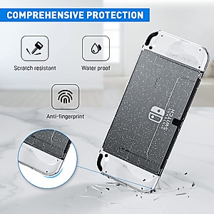 Upgraded - FANPL Glitter Case Compatible with Nintendo Switch OLED Model 2021, Dockable Case Cover for Switch OLED, Flashing Hard PC Console Shell and Sparkle Soft TPU Ergonomic Joycon Case
