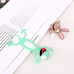 Cute Bookmark 3D Cartoon Book Marker 2Pcs Set - Frog + Wolf Animal PVC Material Funny Bookmark Student Gifts (Frog + Wolf)
