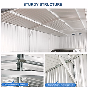 13 x 20 FT Outdoor Storage Shed, Large Metal Garden Shed with 2 Lockable Doors, Tool Shed Outdoor Storage with 4 Air Vents, Garage Shed Waterproof for Car, Truck, Bike, Garbage Can, Tool, Dark Gray