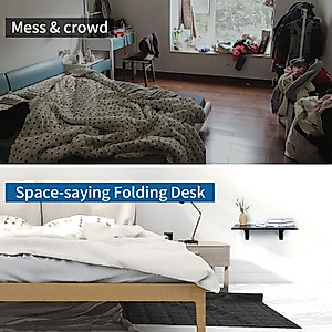 Zytty Folding Wall Desk, Wall Desk Fold Down Wall Mounted Desk for Small Space, Floating Desk (Black, Medium)