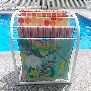 TowelMaid Original Made in The USA 5 Bar Curved Outdoor Poolside Storage Towel Rack